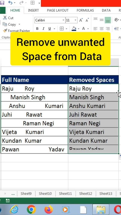 #shorts | Remove Unwanted Space from Data in Excel | remove space in excel| #excelshorts # ...