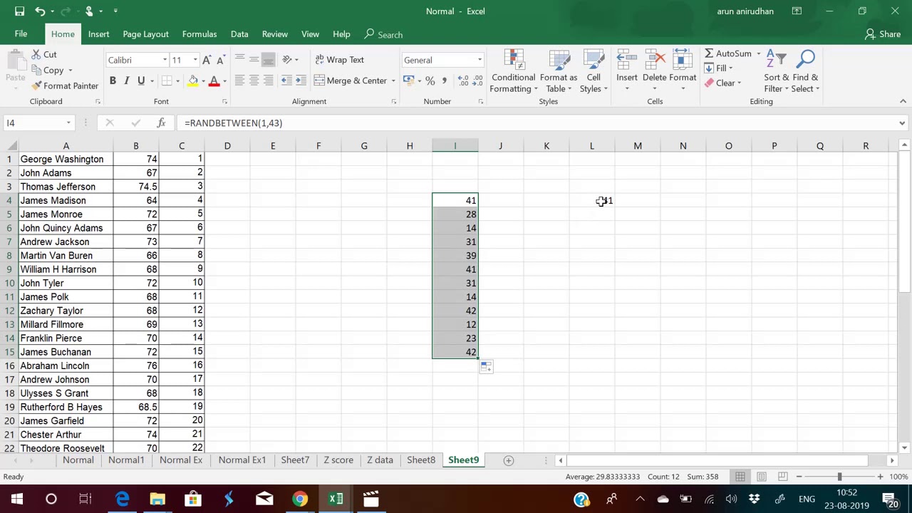 RandBetween And Index Functions In Excel YouTube RandBetween And Index Functions In Excel YouTube