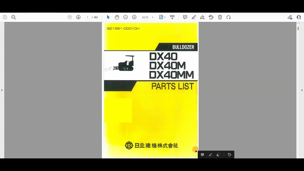 Hitachi DX40 DX40M 4X40MM Bulldozer Parts Catalog - YouTube