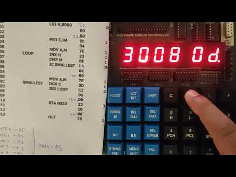 smallest number using 8085 microprocessor kit - YouTube