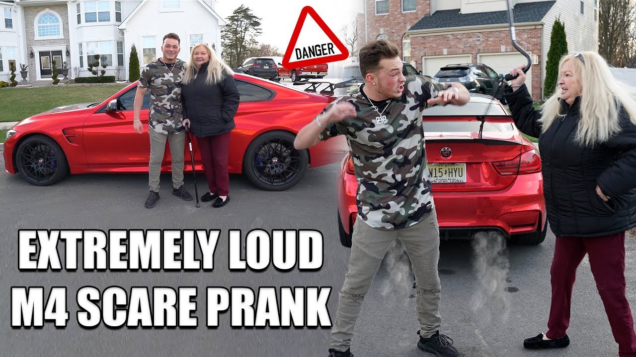 CRAZY LOUD EXHAUST SCARE PRANK ON GRANDMOM - YouTube