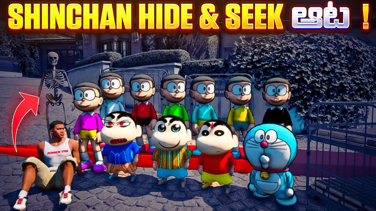 Shinchan Playing Hide And Seek With Colourful Nobita's Doraemon ...