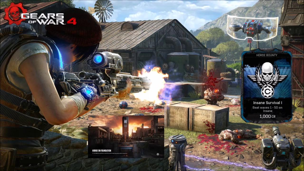Gears Of War 4 - Turret vs Swarmak on Foundation - YouTube