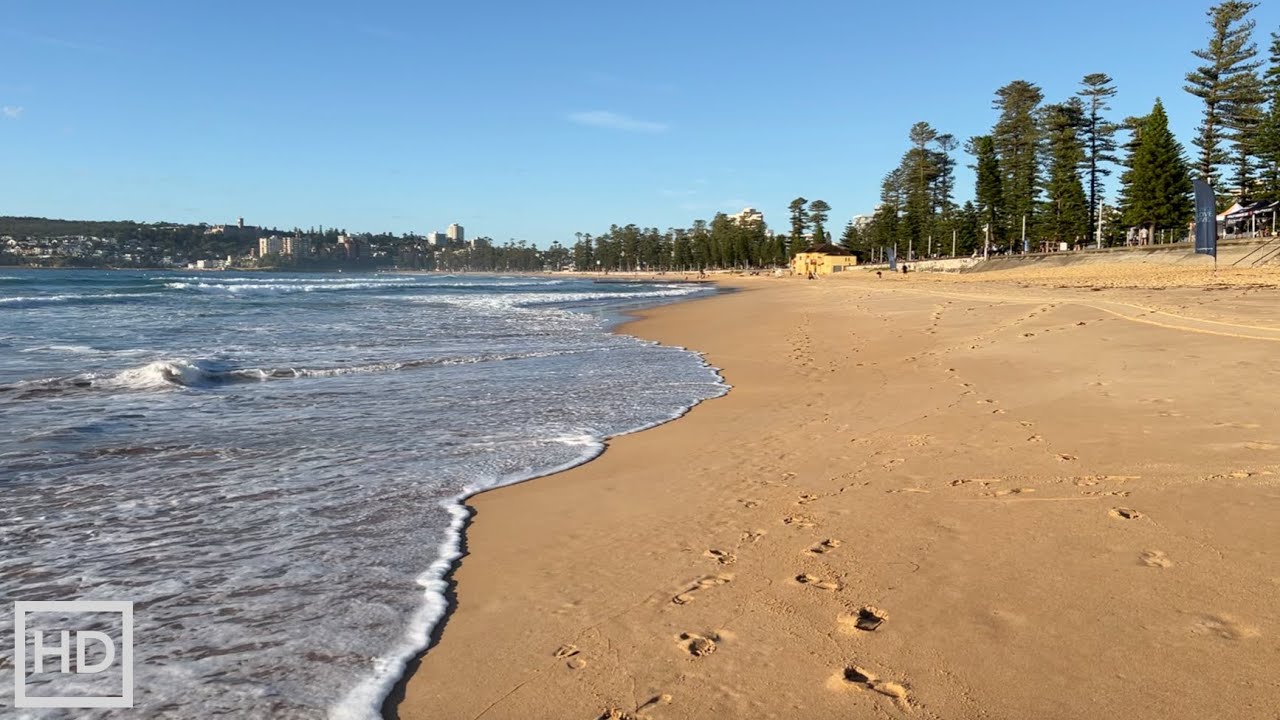 [HD] Morning Walk on Manly Beach | Ambient Sounds of the Surf and ...