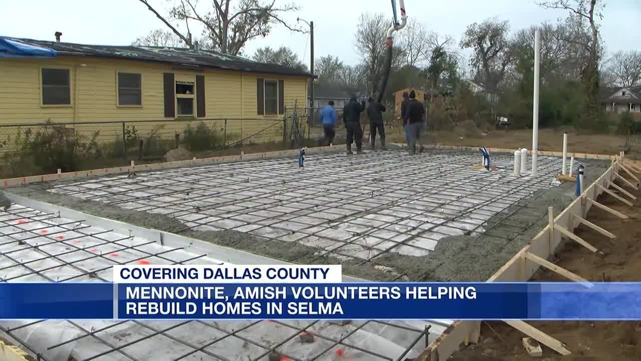 Mennonite and Amish volunteers helping rebuild homes in Selma - YouTube