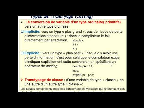 # 1 Casting ou Transtypage en JAVA :Exemple sur l'IDE Eclipse :Partie1: Casting de type de ...