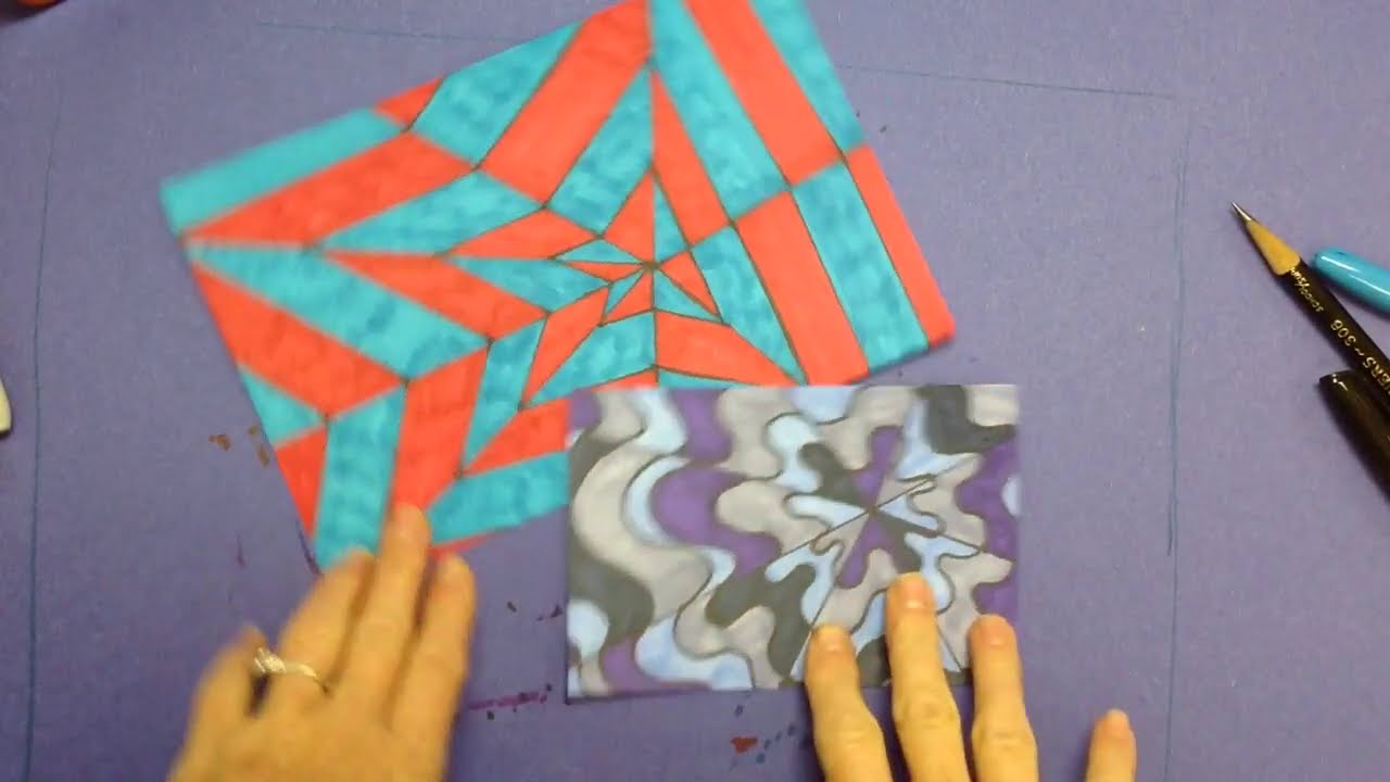 Op Art project two - starburst design - YouTube