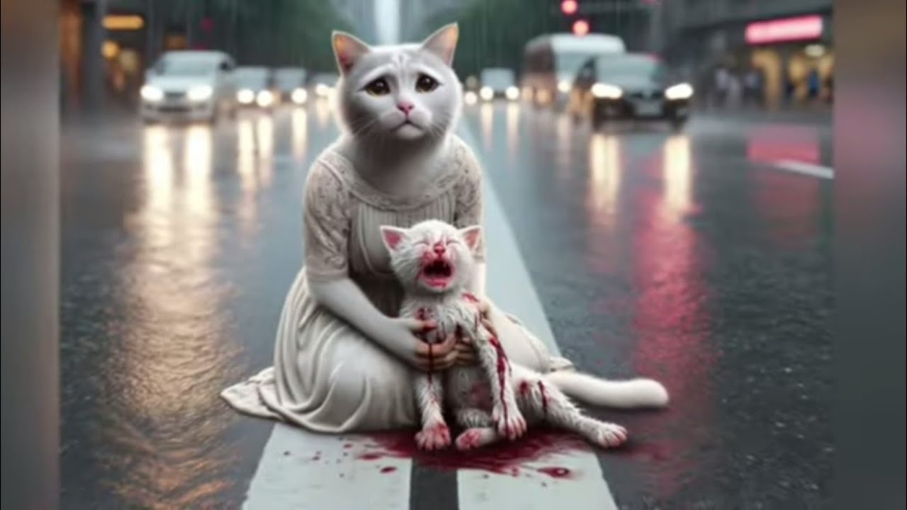 Poor cat road accident but cat safe | accident story | 🦨🌹♥️#cats,# ...