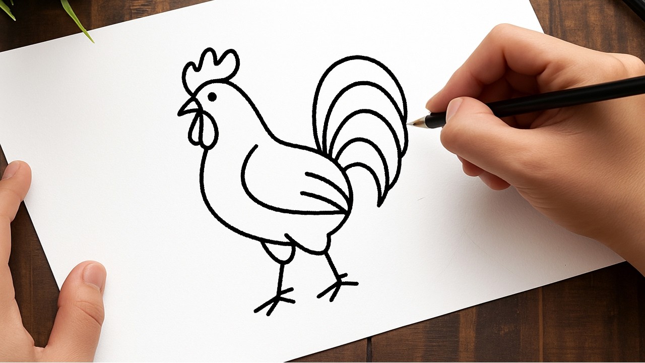 Draw a ROOSTER! 🎨 Easy Step-by-Step Farm Animal Drawing Tutorial for ...
