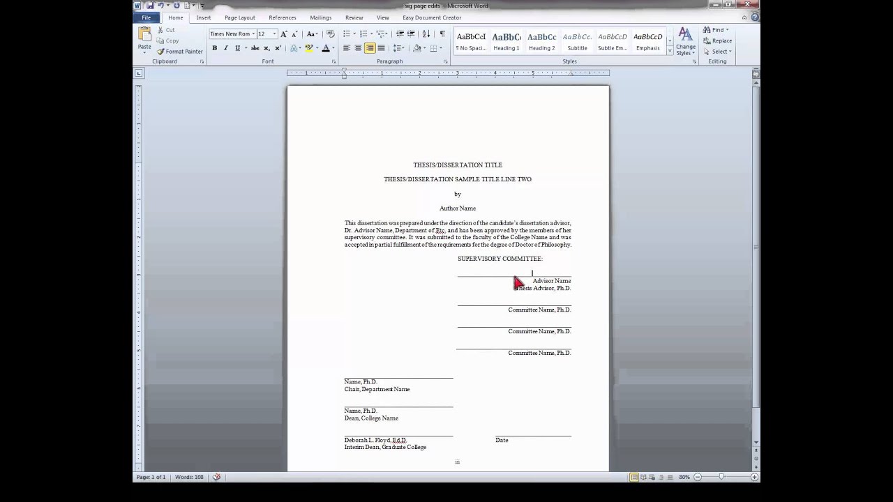 Signature Page Formatting - YouTube