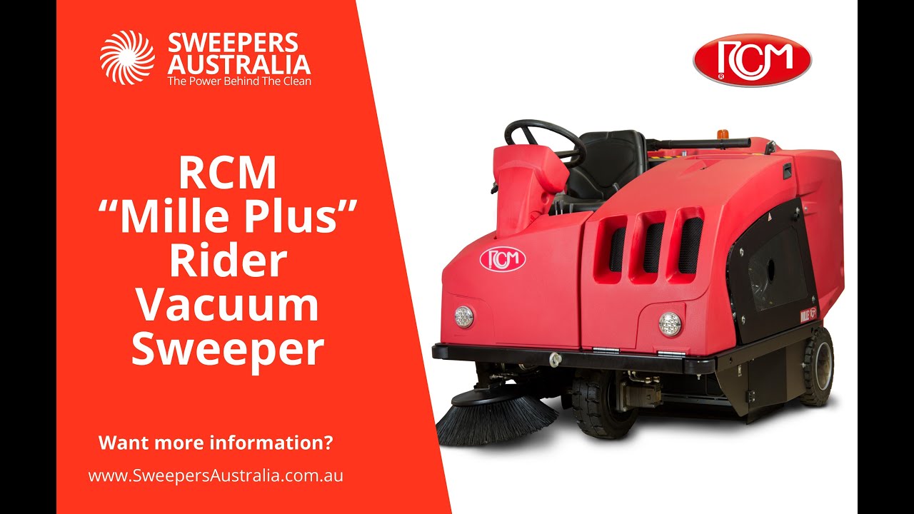 RCM "Mille Plus" Rider Vacuum Sweeper from Sweepers Australia - YouTube