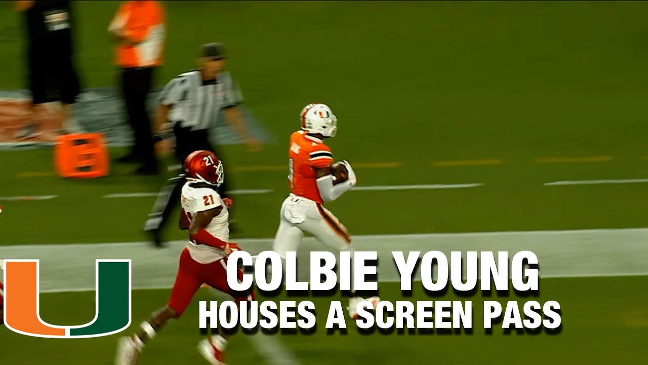Colbie Young Takes A Screen Pass 44 Yards For Miami's Opening Touchdown ...