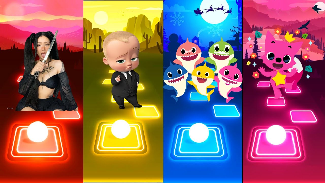 Bella Poarch vs Boss Baby vs Baby Shark vs Pinkfong - Tiles Hop EDM ...