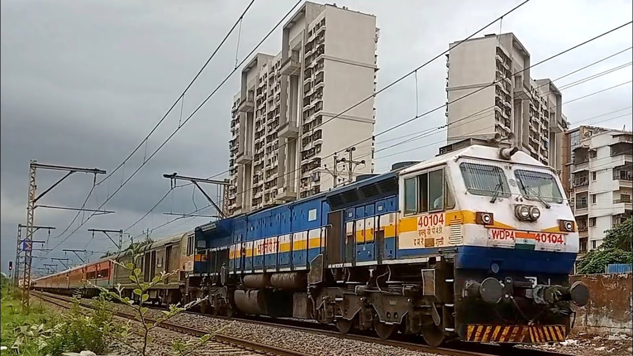 Amazing train speeding WDP4D and 16340/Mumbai CSMT express - YouTube