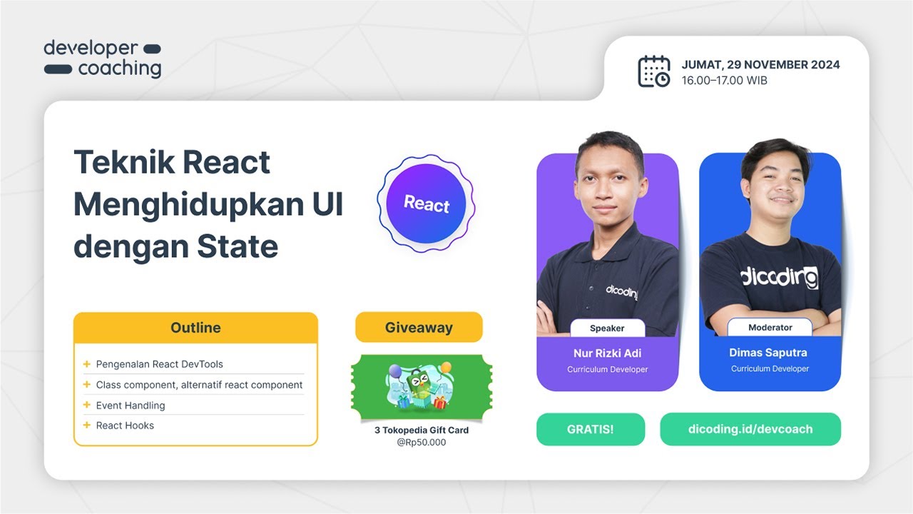 #DevCoach 178: React | Teknik React Menghidupkan UI dengan State - YouTube