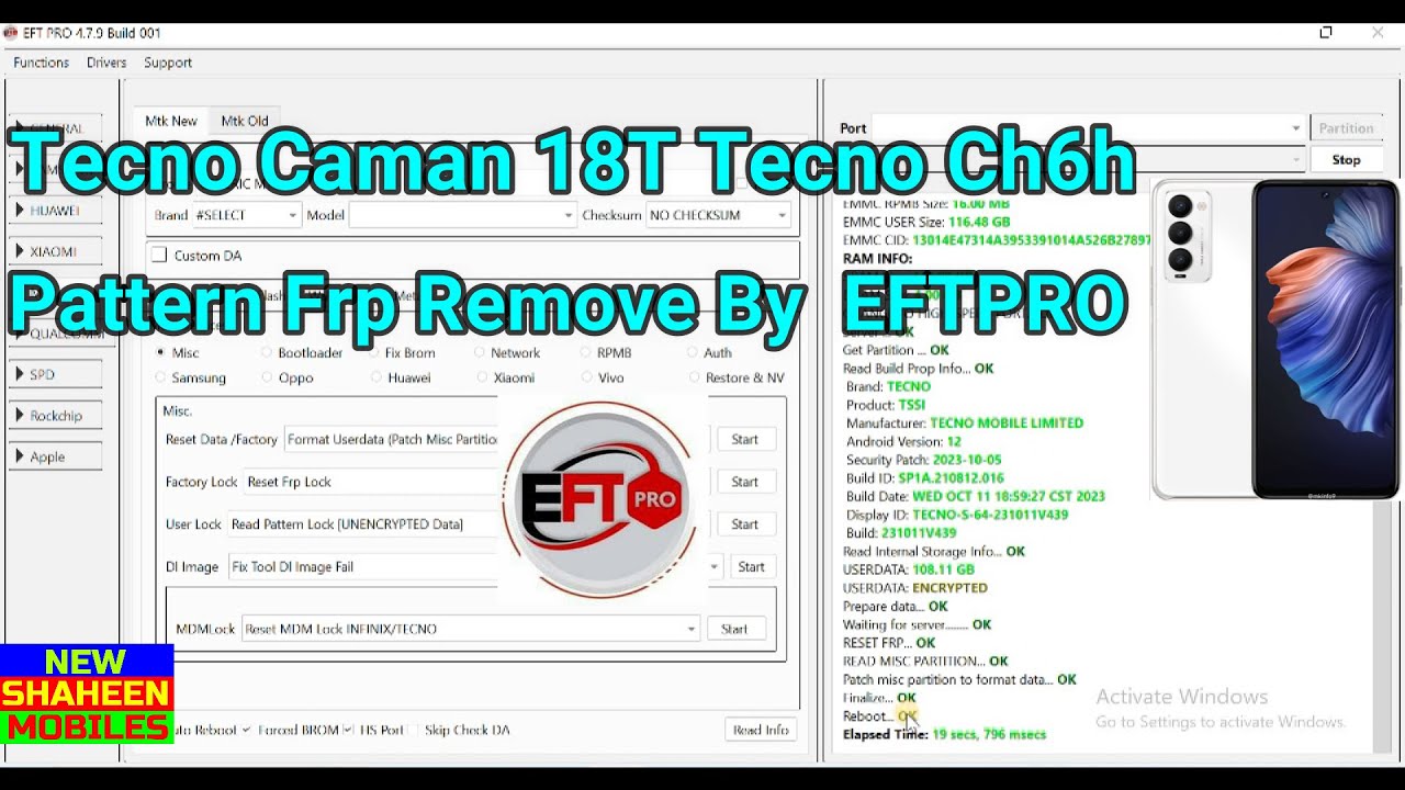Tecno Caman 18T Tecno Ch6h Pattern Frp Remove By EFTPRO BY NEW SHAHEEN ...