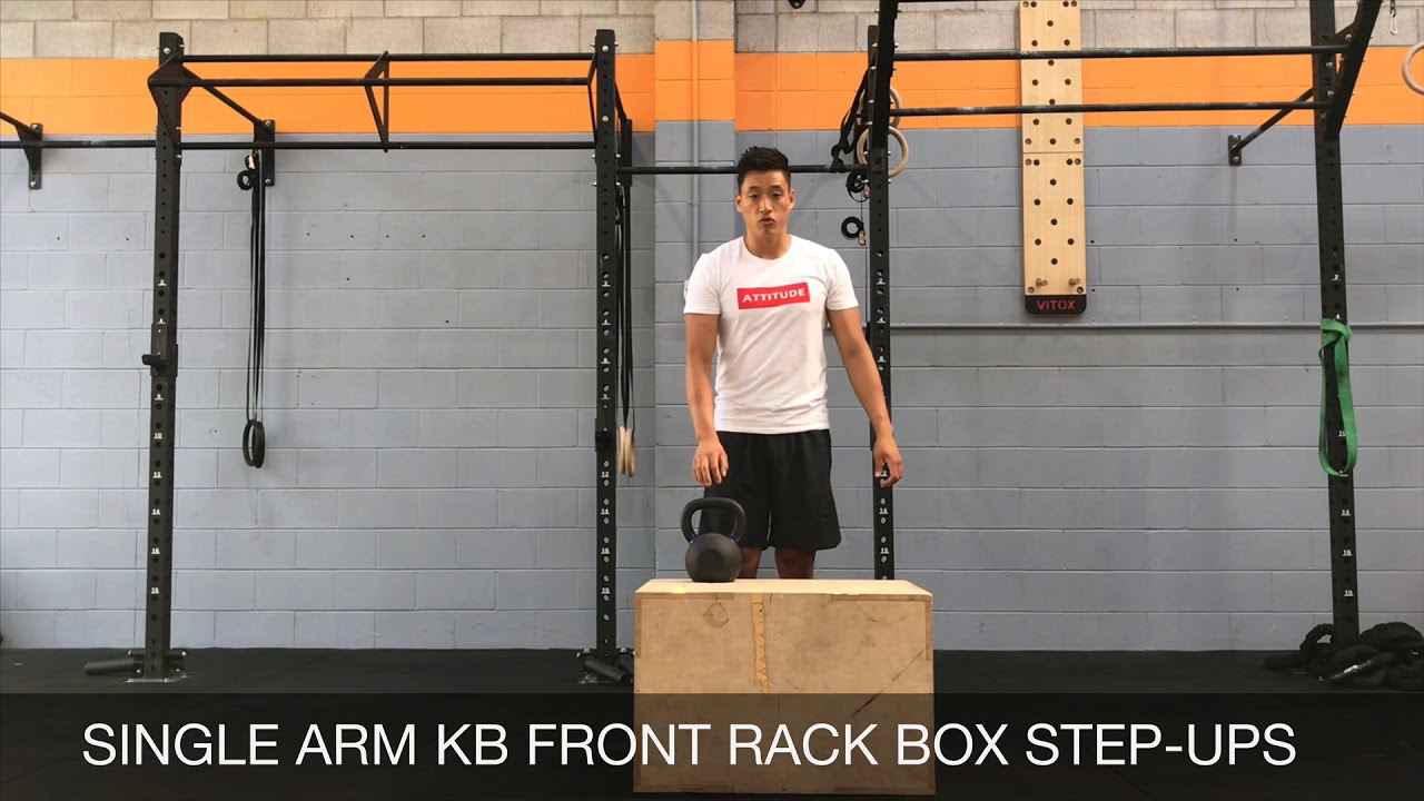 SINGLE-ARM KB FRONT RACK BOX STEP-UPS - YouTube