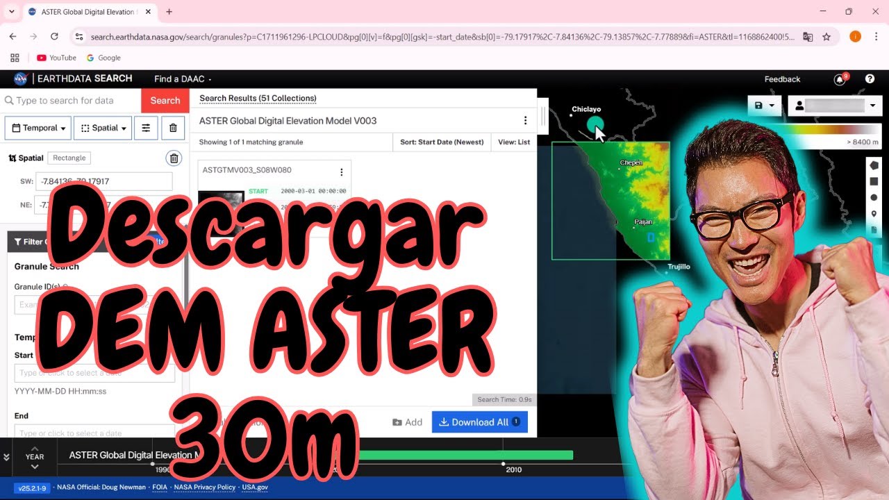 Descarga DEM ASTER 30m Paso a Paso | ¡Fácil y Rápido! - YouTube