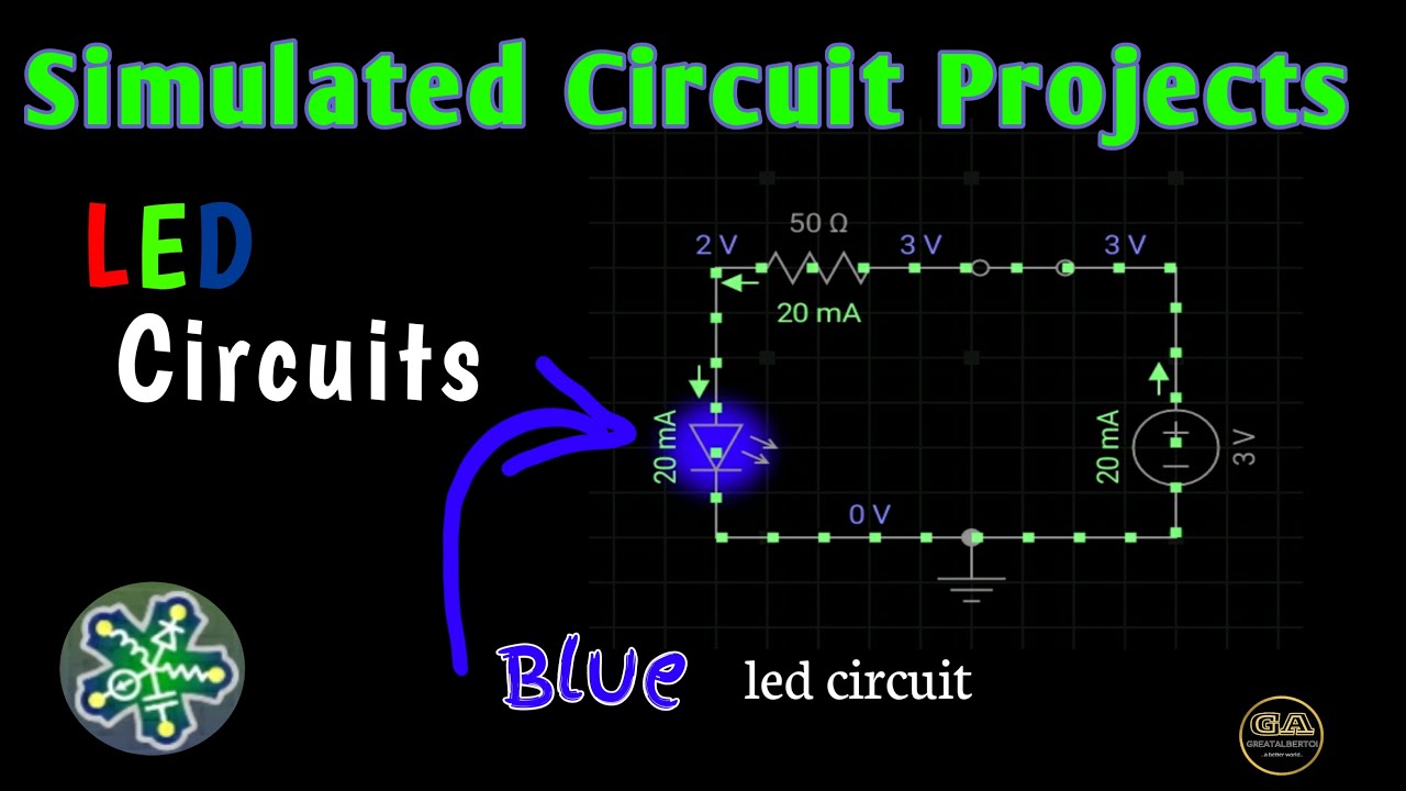 EveryCircuit simulator: Blue Led light Circuit - YouTube
