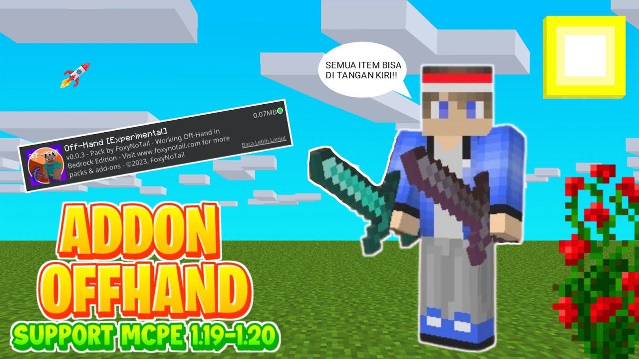 😱SEMUA ITEM BISA DI TANGAN KIRI!! Addon off hand slot mcpe 1.19 ...