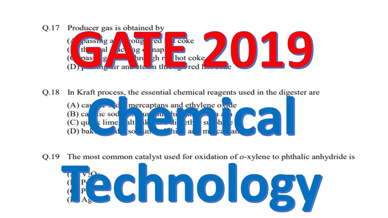 GATE 2019 chemical technology | Chemical engineering (CH) | #GATE2022 ...