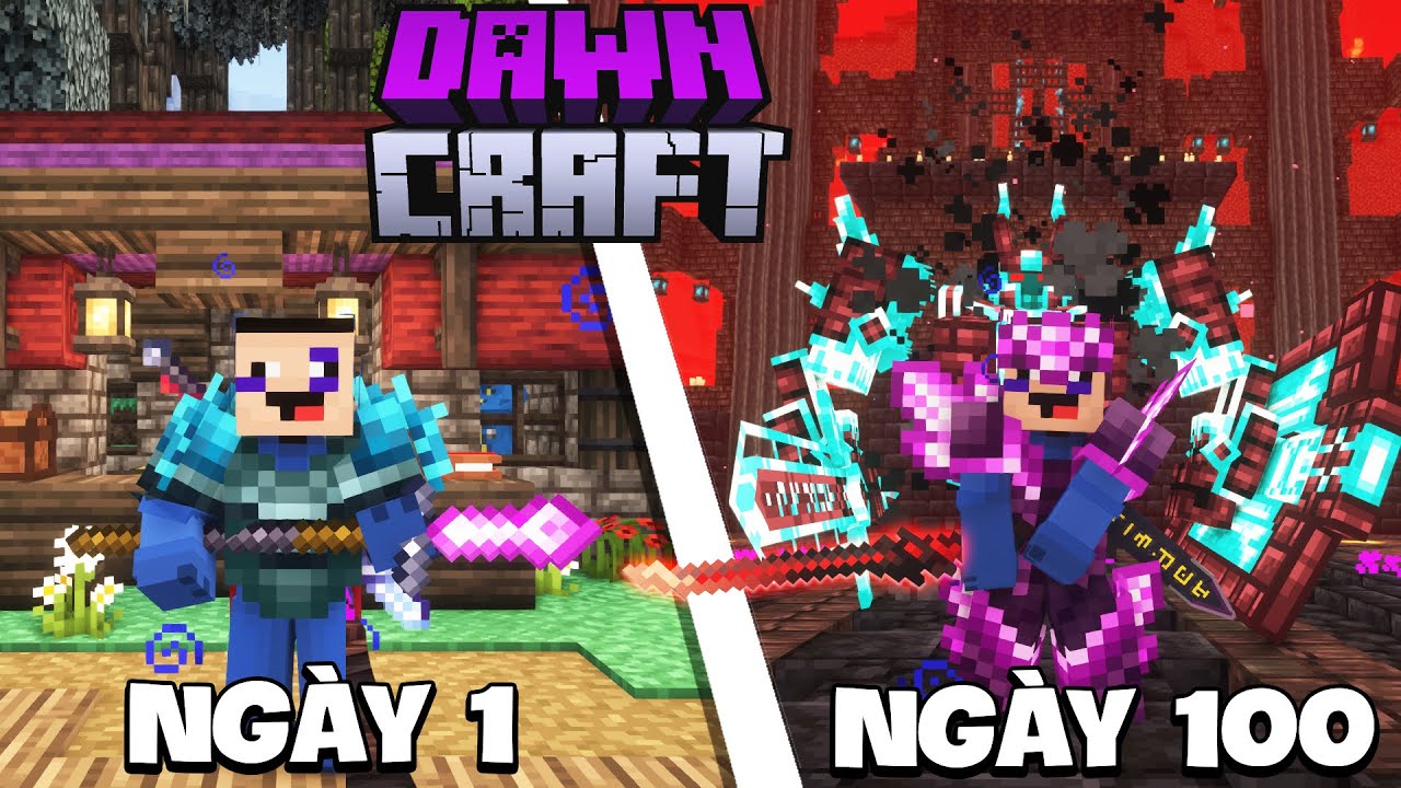 Tóm Tắt 100 Ngày Phá Đảo Minecraft DAWNCRAFT Siêu Khó !! - YouTube