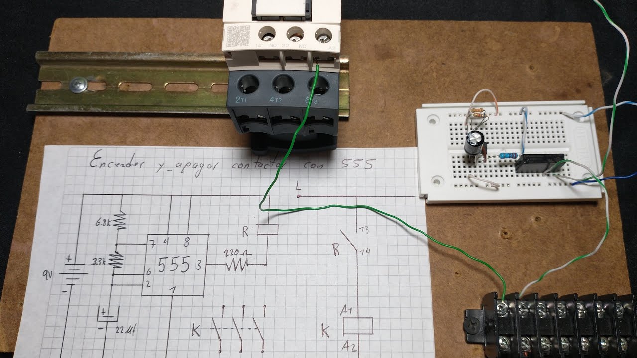 cómo encender y apagar un contactor con un integrado 555 - YouTube