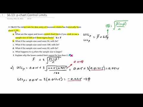 Statistical Process Control: p-Chart Control Limits - YouTube