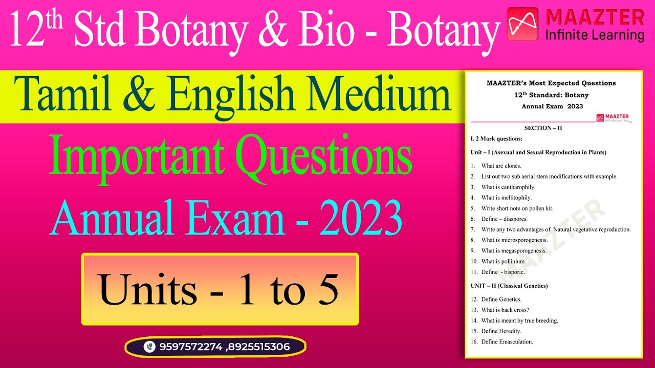 12th Std Botany Bio Botany Annual Exam Important 12th-std-botany-bio-botany-annual-exam-important
