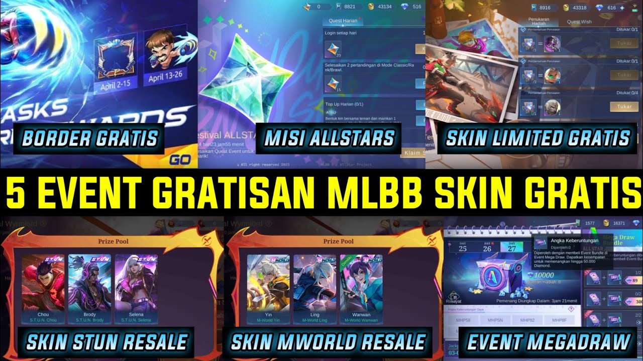 5 EVENT GRATISAN MLBB SKIN GRATIS ! BORDER GRATIS, SKIN LIMITED GRATIS ...