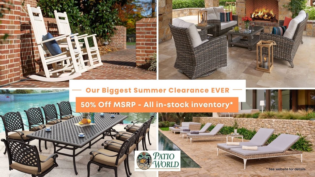 Patio World Summer Clearance Sale - 50% off MSRP! #outdoorfurniture #patiofurniture #sale - YouTube