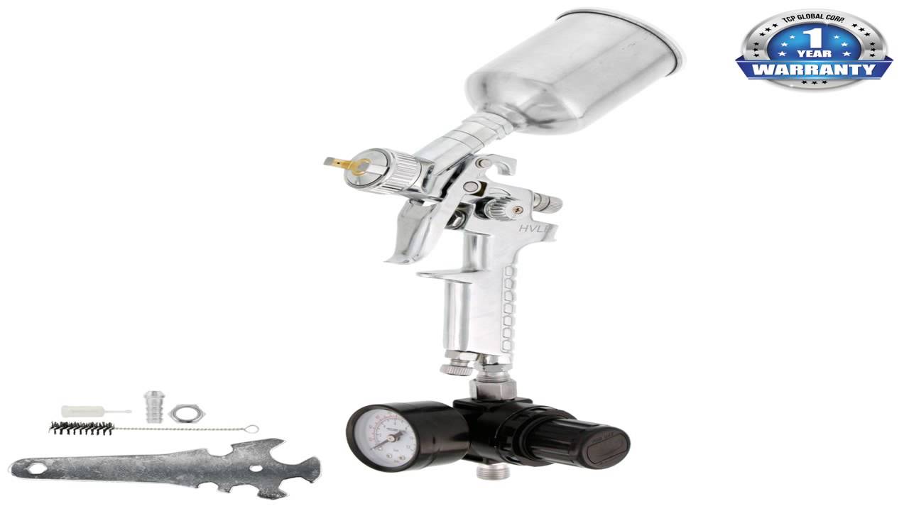 TCP Global Brand HVLP Spray Gun Set 3 Sprayguns with Cups Air Regulator ...