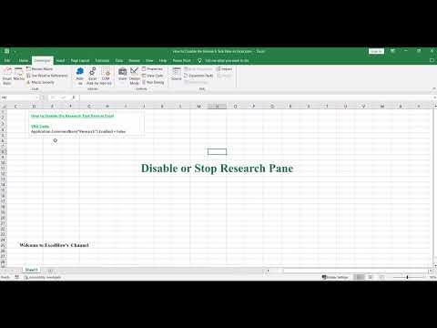 How to Disable the Research Task Pane in Excel - YouTube