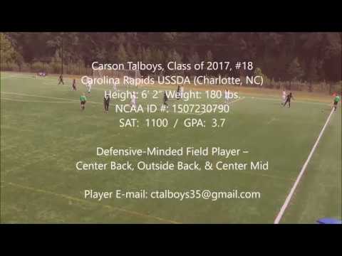 Carson Talboys - Class of 2017 - Carolina Rapids USSDA - Center Back ...
