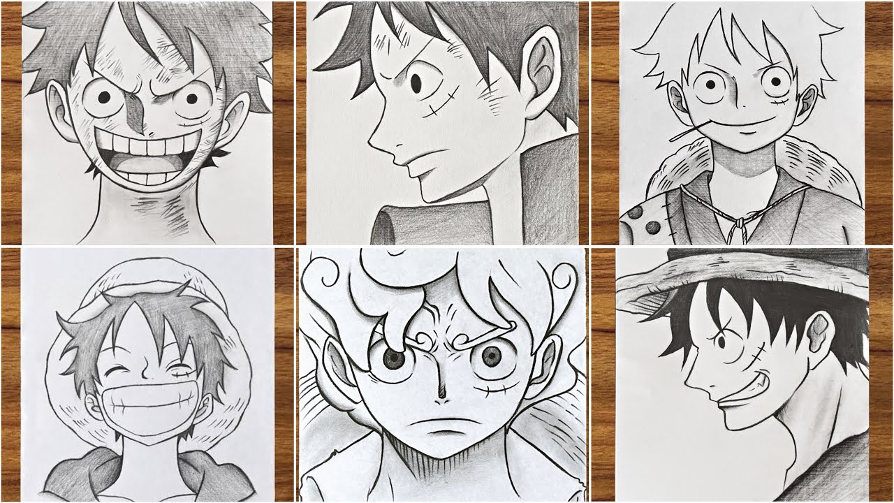 6 Easy Monkey D. Luffy drawing || Luffy drawing easy step by step ...