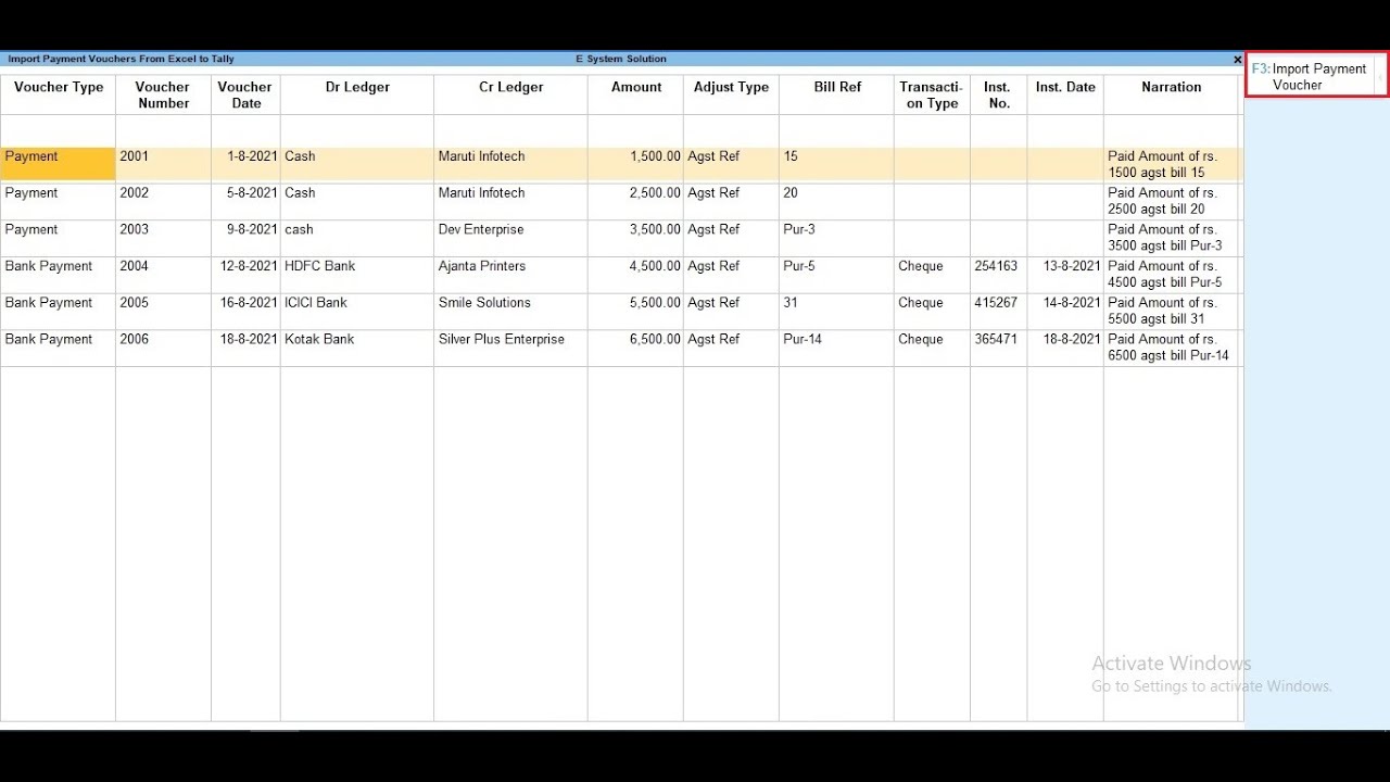 Tally Add On : Import Payment Voucher From Excel to Tally in TallyPrime ...