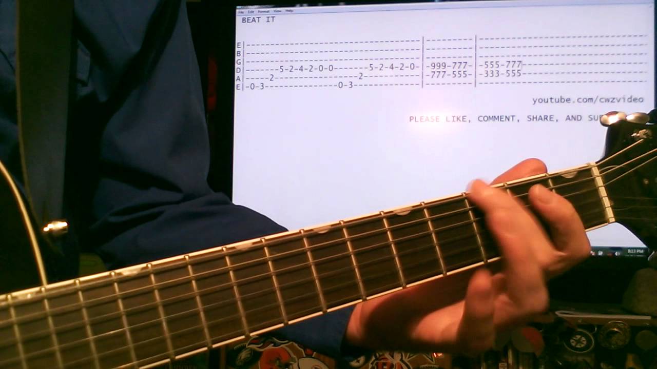 Beat It Guitar Riff by Michael Jackson / Eddie Van Halen with Tab and ...