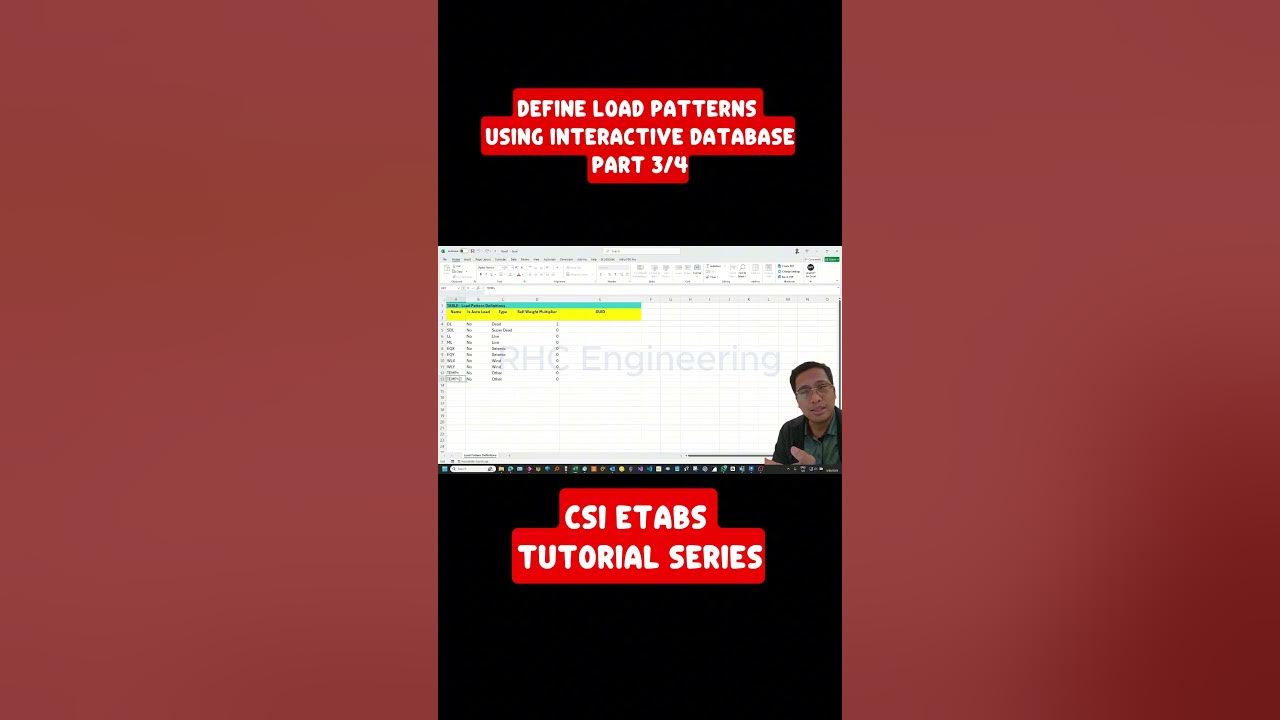 Define load patterns using interactive database Part 3/4 | CSI ETABS Tutorial Series - YouTube