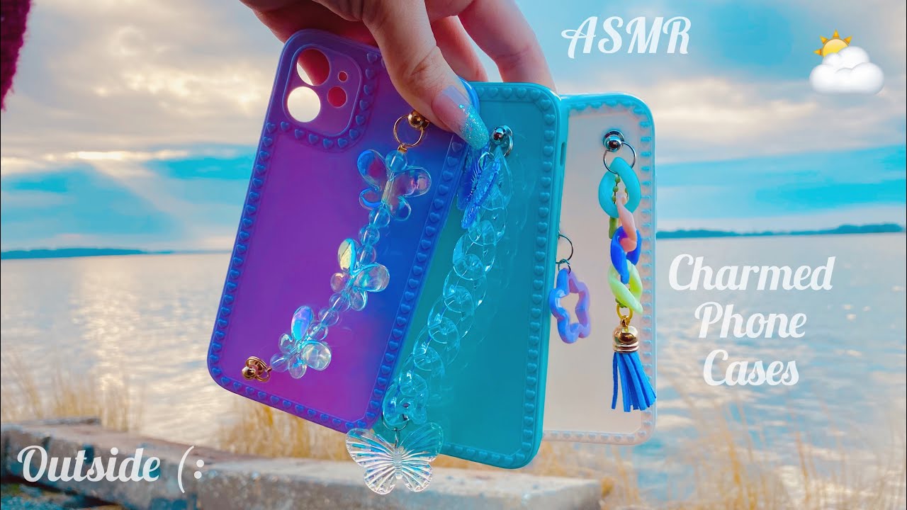 ASMR Outside ☀️ Charmed Phone Cases Tapping and Scratching - YouTube