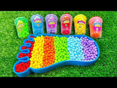 Satisfying Video l How to make Mixing Slime Foot into Bathtub & Rainbow Nail Polish Cutting ASMR