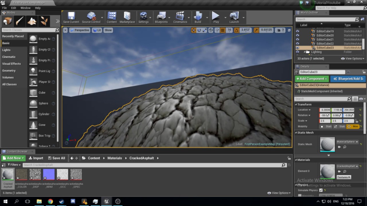 [Unreal Engine 4] Greek Tutorial #6 - Tesselation στα material - YouTube