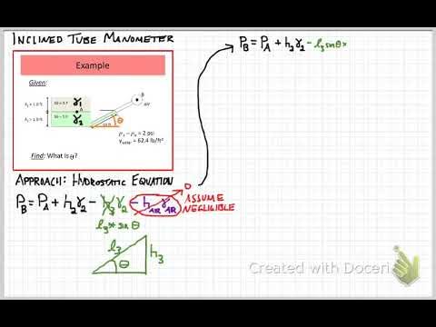 inclined tube manometer example - YouTube