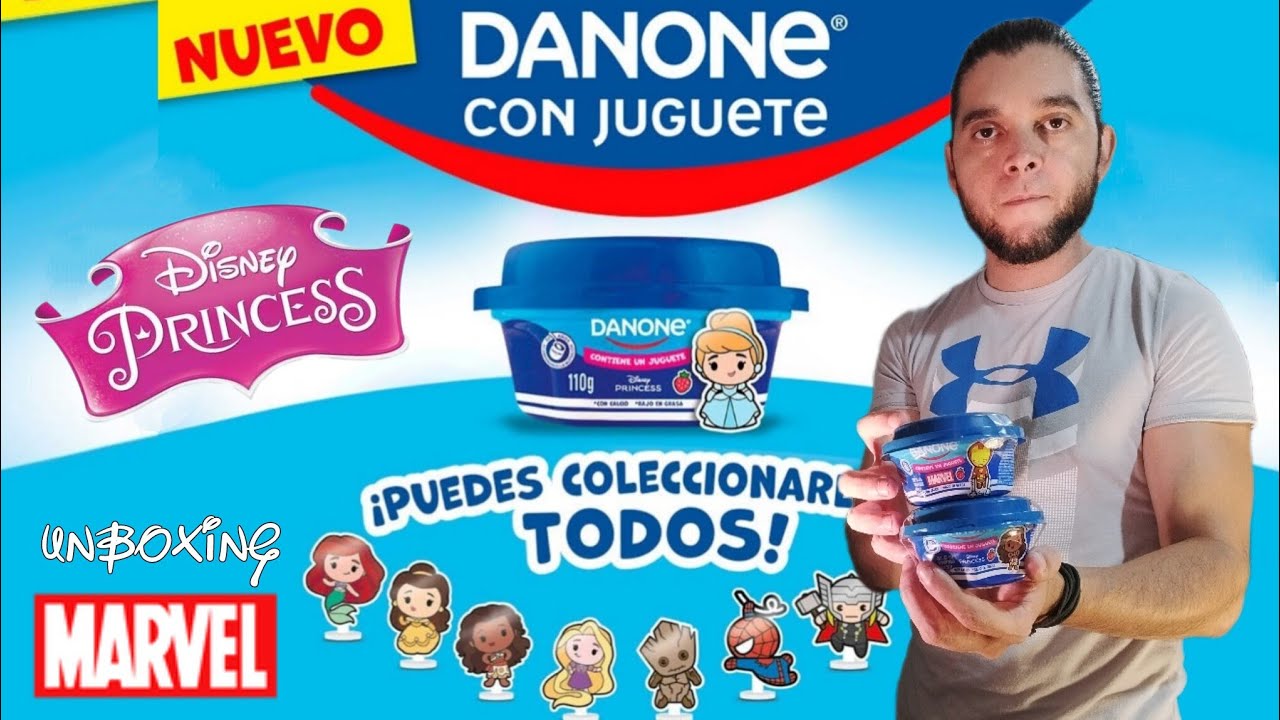 Unboxing Yogurt Danone Juguetes Marvel y Princesas Disney 🦸🏻‍♂️💃🏻 - YouTube