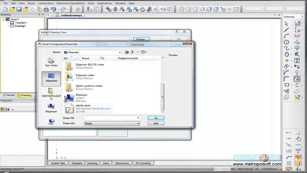 Edgecam Part Modeler Otomatik Teknik Resim - YouTube