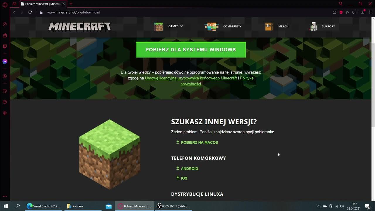 Jak pobrać instalkę do minecrafta java. - YouTube
