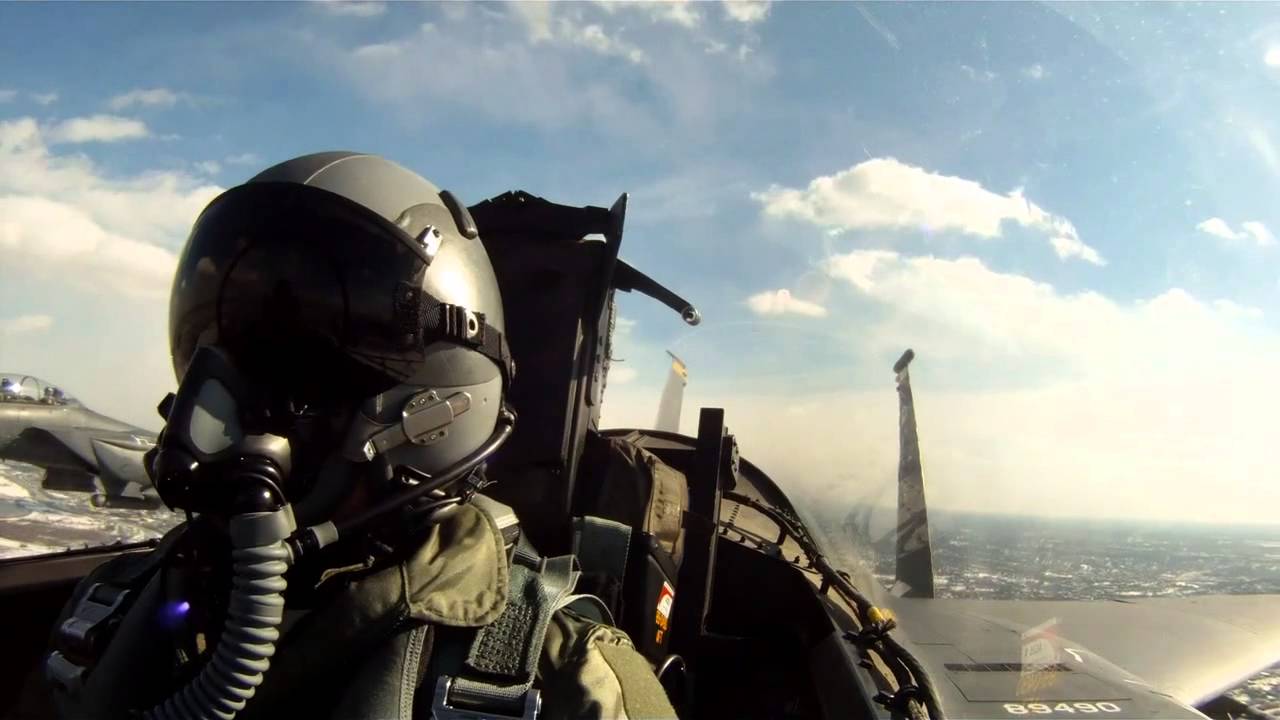 Cockpit Footage of F-15 Flyover For Brigadier General Robinson Risner ...
