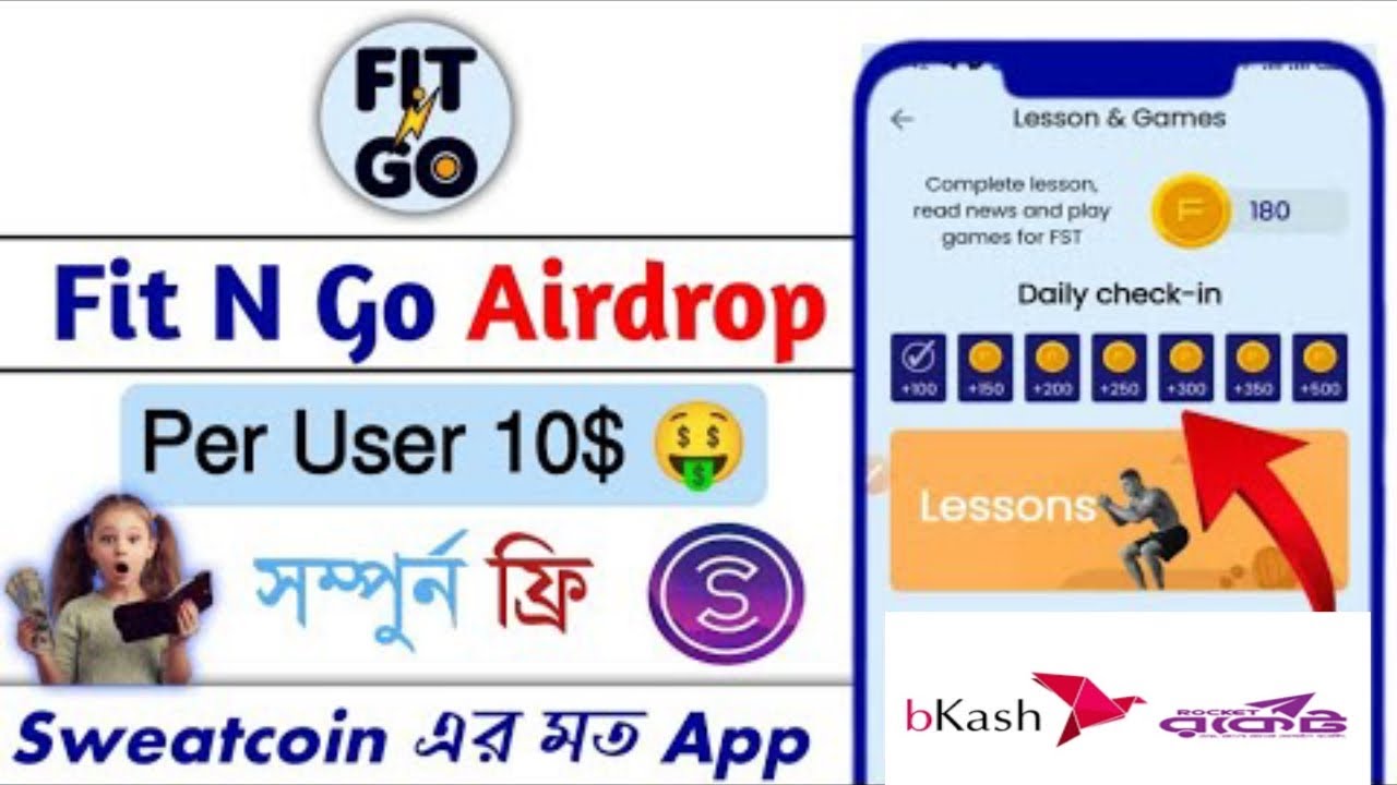 Fit N Go App airdrop bangla 100$ / earn money online income BD payment ...