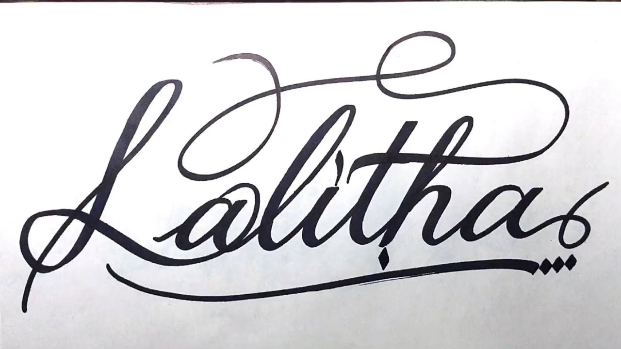 Lalitha Name Signature Calligraphy Status | How to Cursive write with ...