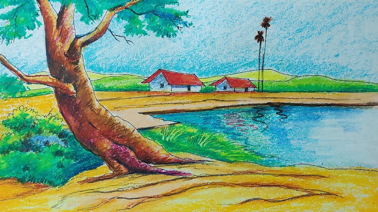 Easy scenery drawing for beginners #shorts - YouTube