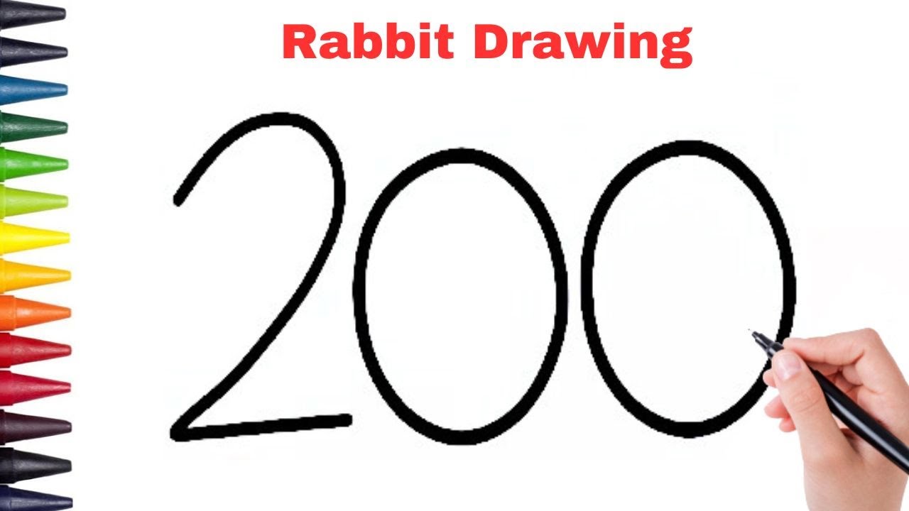 How To Draw A Rabbit From Numbers 200 | #howtodraw - YouTube